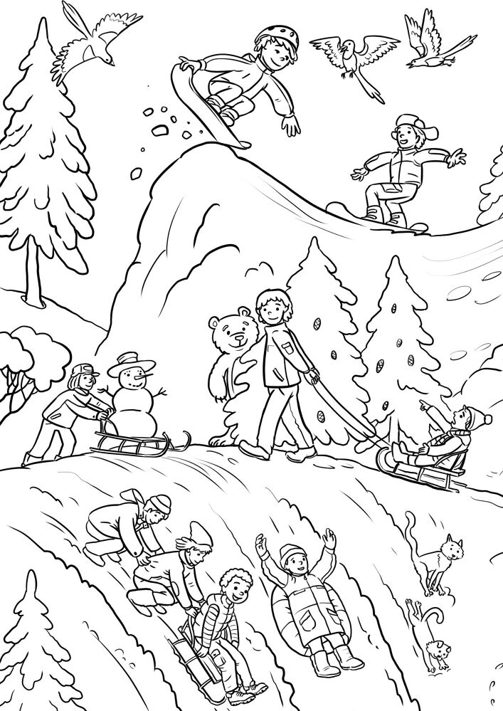 Winter fun part 1 Coloring Page | Free Printable